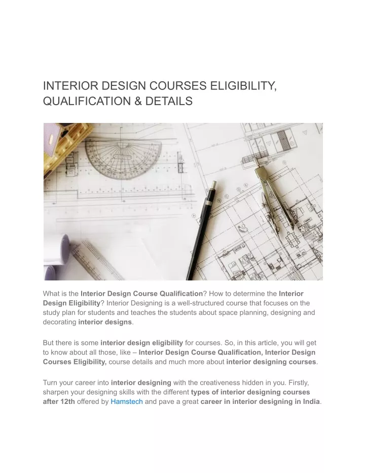 PPT - Interior Design Courses Eligibility & Details - By Hamstech ...