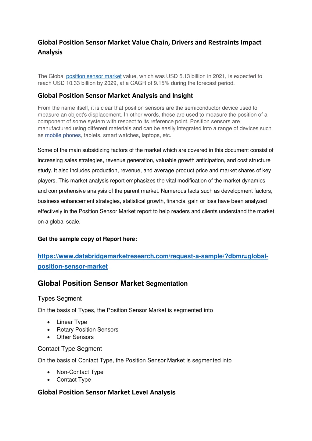 PPT - Global Position Sensor Market Value Chain, Drivers and Trends ...