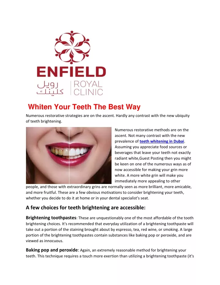 Ppt Whiten Your Teeth The Best Way Powerpoint Presentation Free