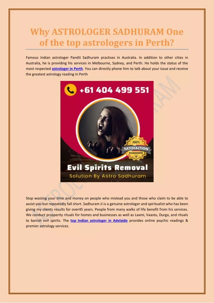 PPT - Astrologer in Western Australia - Sadhuram PowerPoint ...