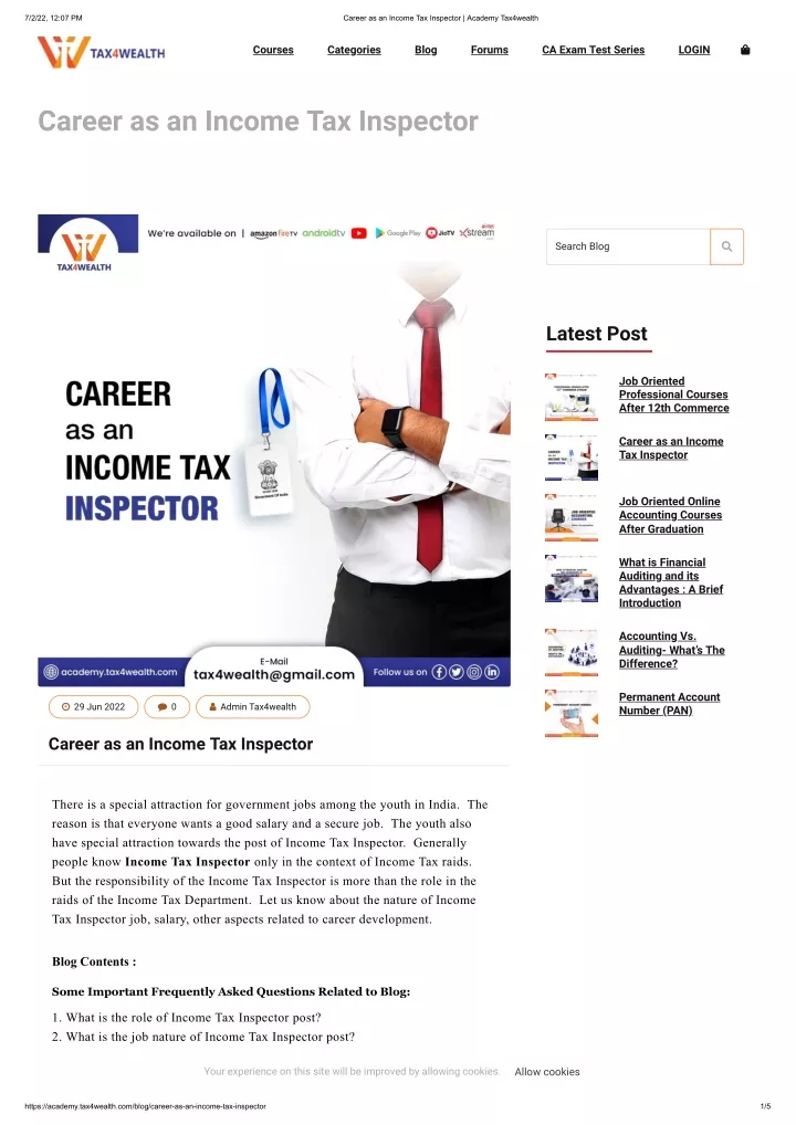PPT - Career as an Income Tax Inspector _ Academy Tax4wealth PowerPoint ...