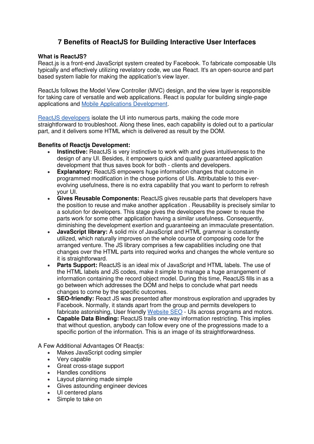 PPT - 7 Benefits of ReactJS for Building Interactive User Interfaces PowerPoint Presentation ...