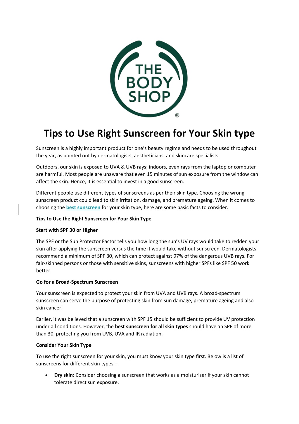 PPT - Tips to Use Right Sunscreen for Your Skin type PowerPoint ...