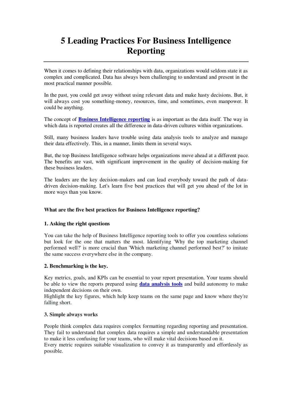 PPT - 5 Leading Practices For Business Intelligence Reporting ...