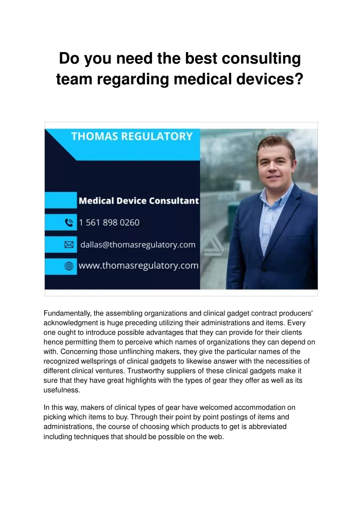 PPT - Do you need the best consulting team regarding medical devices ... PPT - Do you need the best consulting team regarding medical devices ...