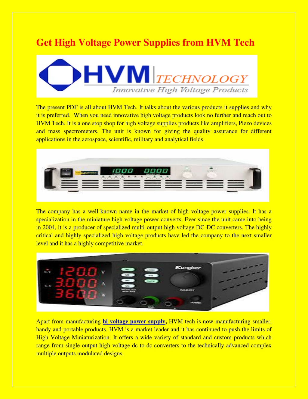 PPT - Get High Voltage Power Supplies from HVM Tech PowerPoint ...