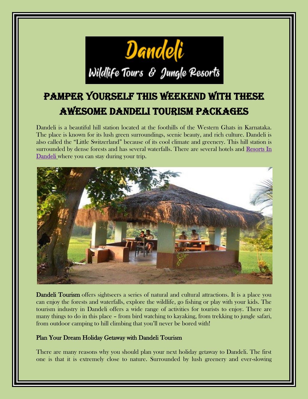 PPT - Pamper Yourself This Weekend with These Awesome Dandeli Tourism ...