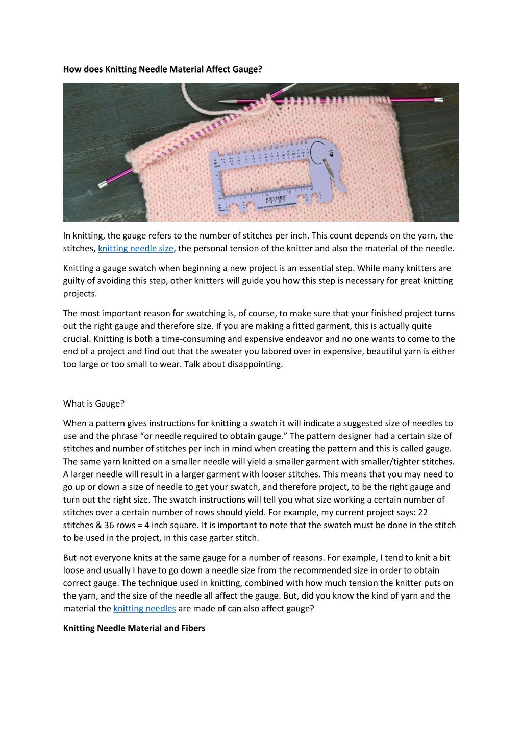 PPT - How does Knitting Needle Material Affect Gauge PowerPoint ...