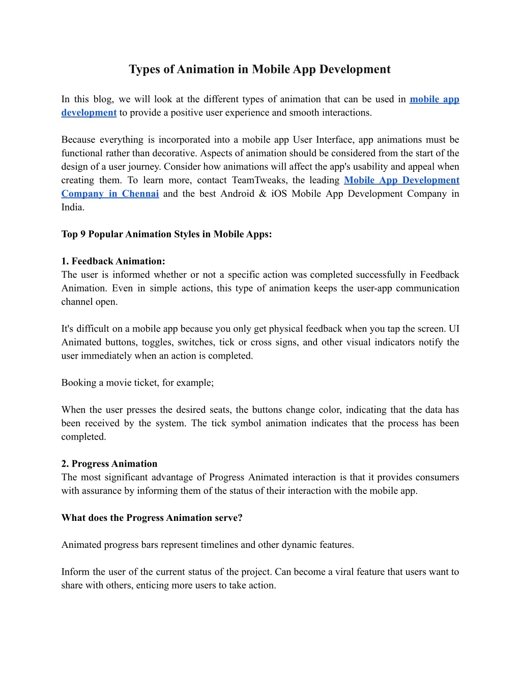 PPT - Types of Animation in Mobile App Development - TeamTweaks ...