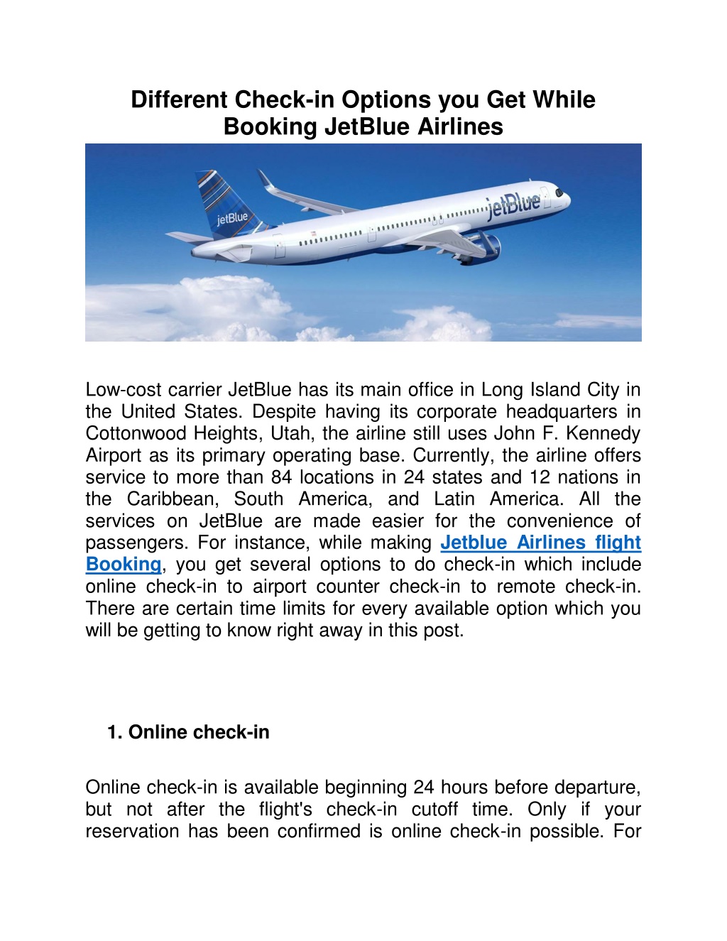 PPT - Different Check-in options you get while booking Jetblue ...