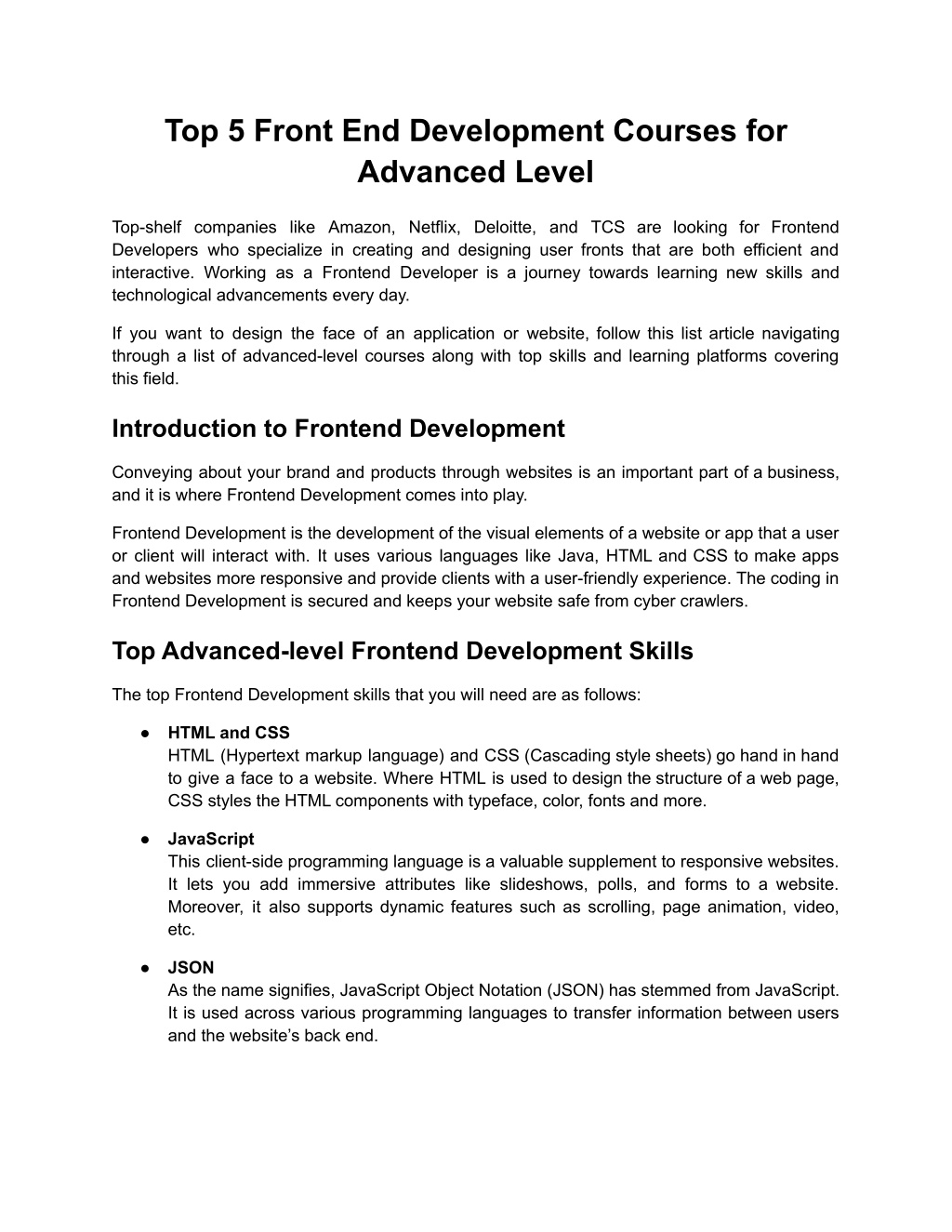 PPT - Top 5 Front End Development Courses for Advanced Level PowerPoint ...