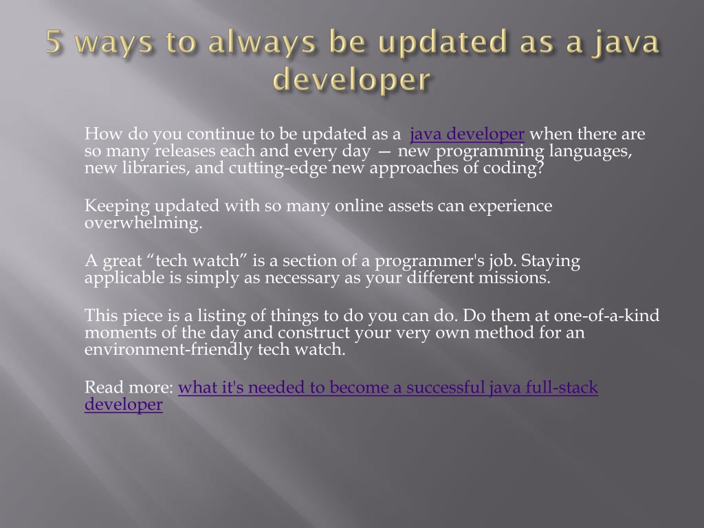 PPT - 5 ways to always be updated as a java developer PowerPoint ...