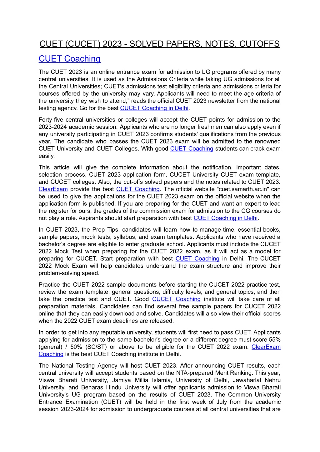 PPT - CUET (CUCET) 2023 - SOLVED PAPERS, NOTES, CUTOFFS PowerPoint ...