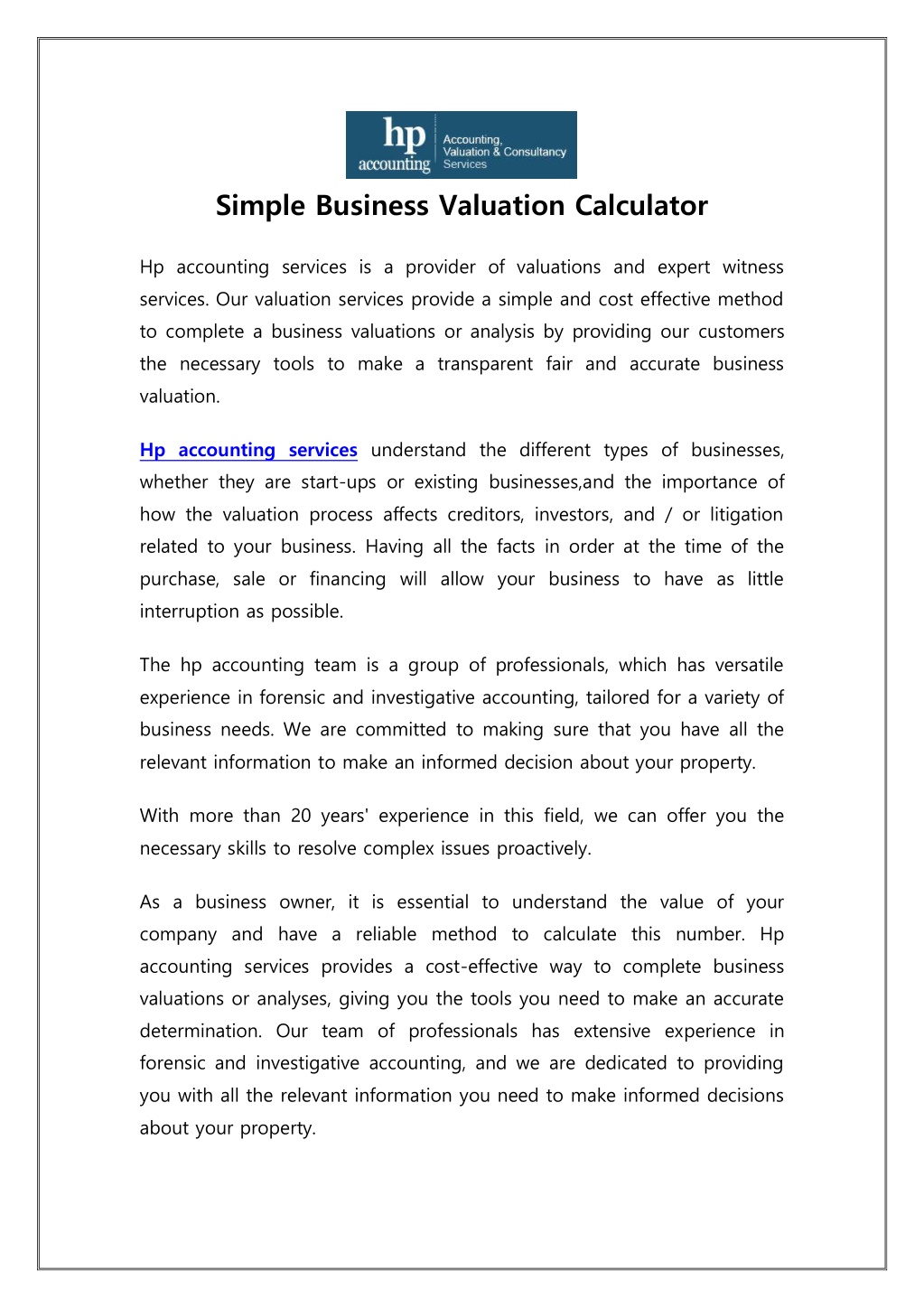 PPT - Simple Business Valuation Calculator PowerPoint Presentation ...