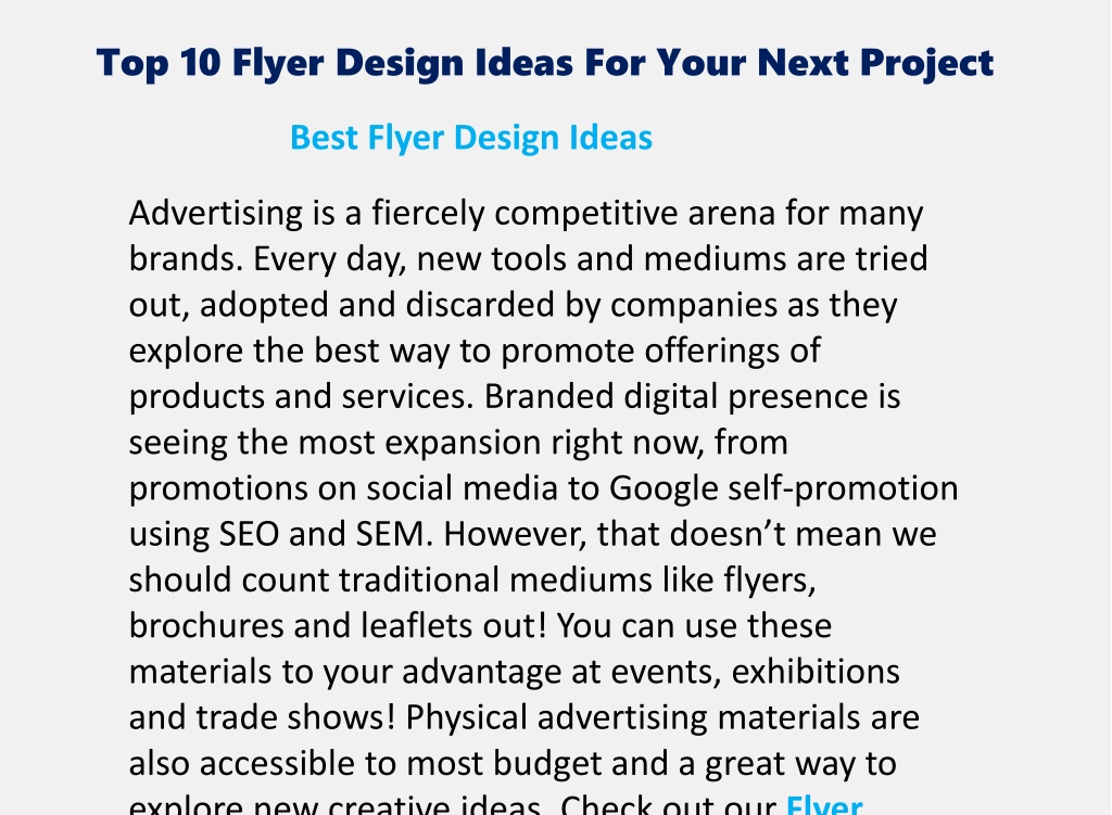PPT - Best Flyer Design Ideas. PowerPoint Presentation, free download ...