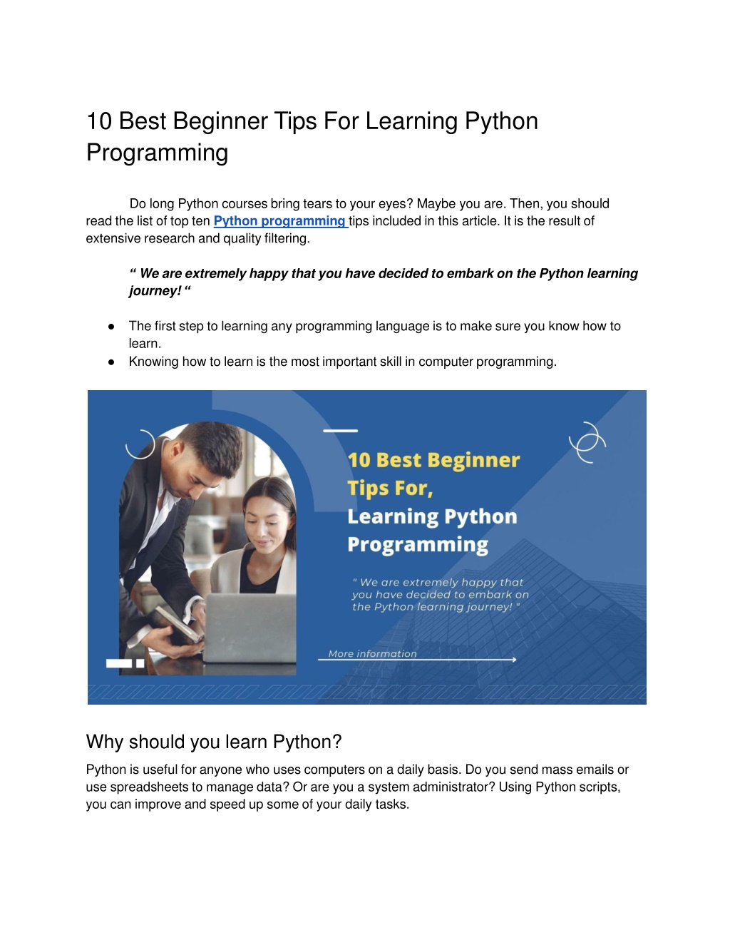 Ppt 10 Best Beginner Tips For Learning Python Programming Powerpoint Presentation Id11487080
