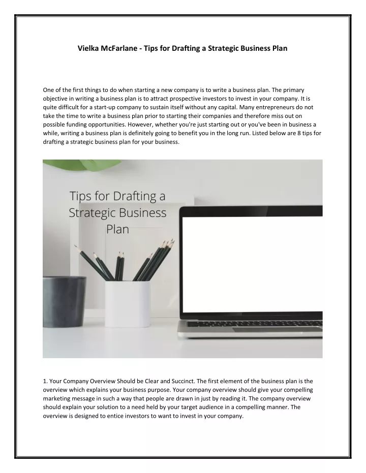 PPT - Vielka McFarlane - Tips for Drafting a Strategic Business Plan PowerPoint Presentation ...