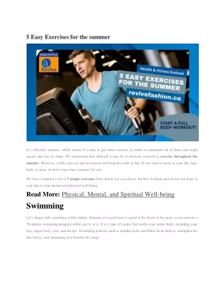 PPT - 5 Easy Exercises for the summer PowerPoint Presentation, free ...