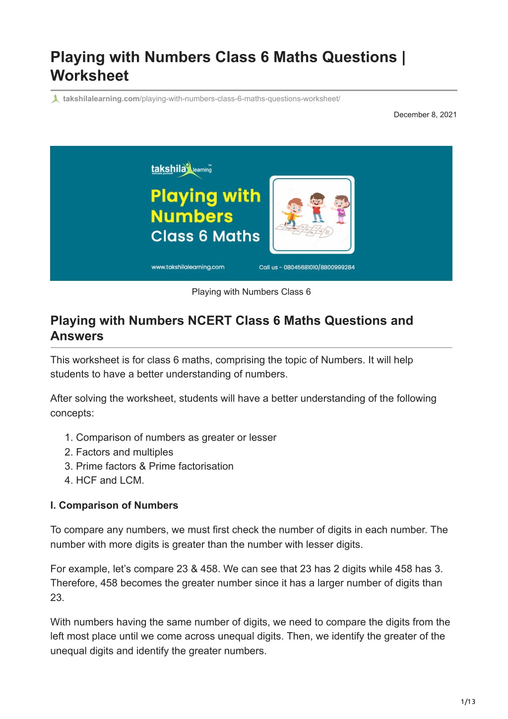 PPT - Playing with Numbers Class 6 Maths Questions Worksheet PowerPoint ...