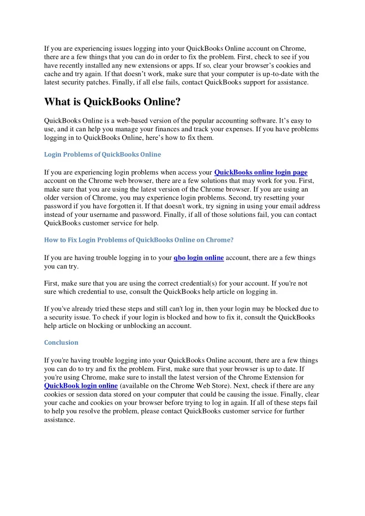 PPT - How to Fix Login Problems of QuickBooks Online on Chrome ...