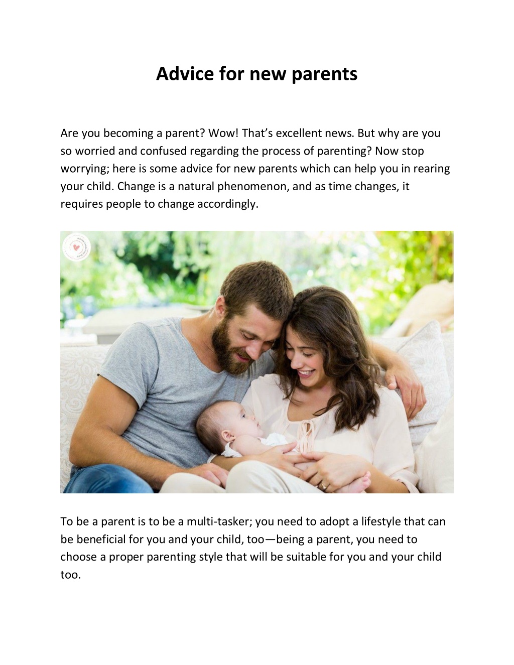 PPT - Advice for new parents PowerPoint Presentation, free download ...