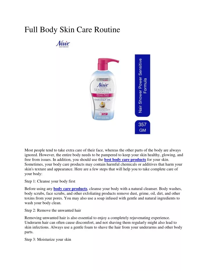 PPT - Full Body Skin Care Routine PowerPoint Presentation, free ...