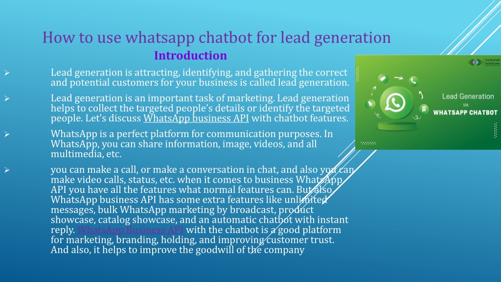 PPT - How to use whatsapp chatbot for lead generation PowerPoint ...