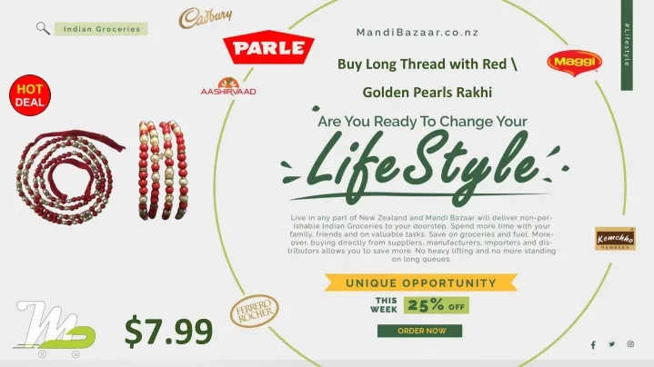 PPT - Buy Long Thread with Red Golden Pearls Rakhi - Rakhi Collection ...