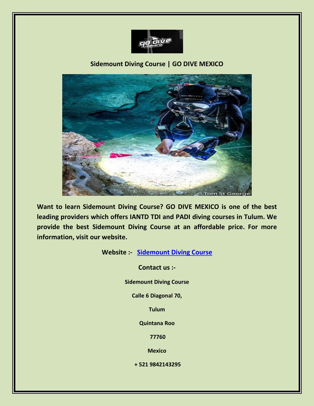 PPT - Sidemount Diving Course | GO DIVE MEXICO PowerPoint Presentation ...