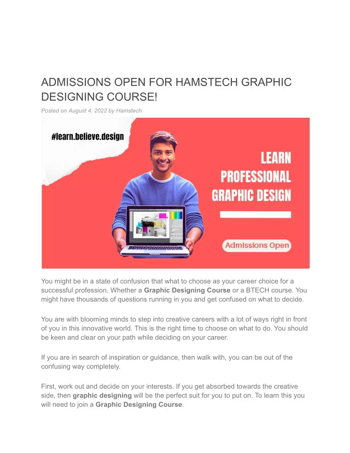 PPT - ADMISSIONS OPEN FOR HAMSTECH GRAPHIC DESIGNING COURSE PowerPoint ...