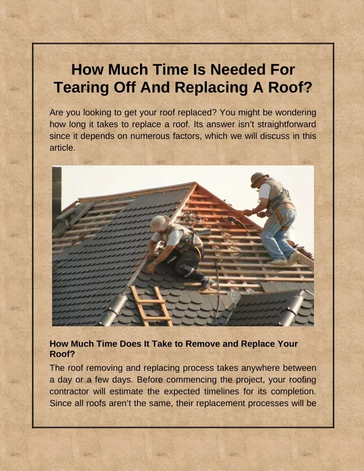 PPT - How Much Time Is Needed For Tearing Off And Replacing A Roof ...