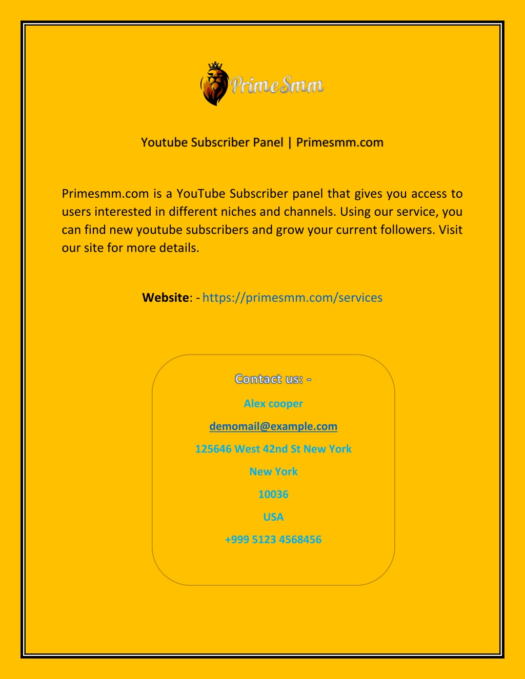 PPT - Youtube Subscriber Panel Primesmmcom PowerPoint Presentation, free download - ID:11518426