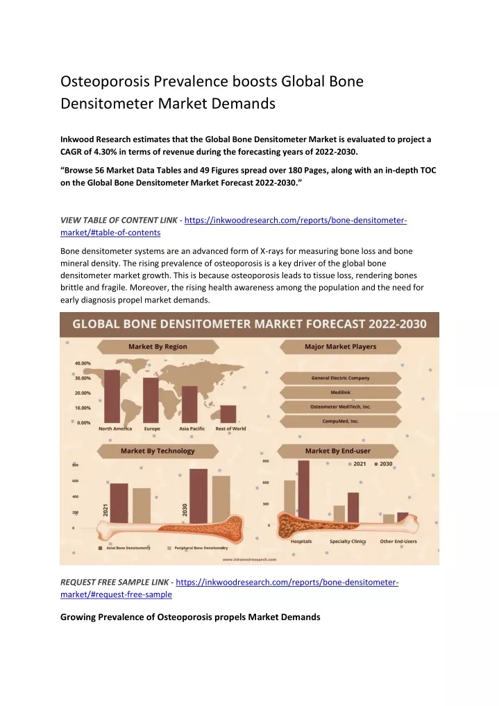 PPT - Osteoporosis Prevalence boosts Global Bone Densitometer Market ...