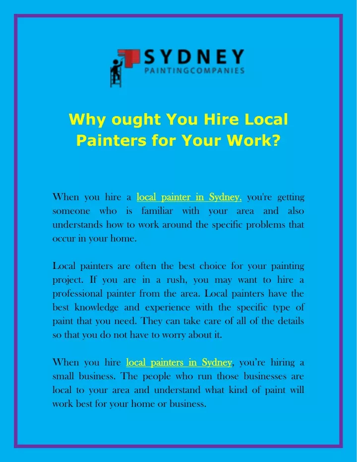 PPT - Why ought You Hire Local Painters for Your Work? PowerPoint ...