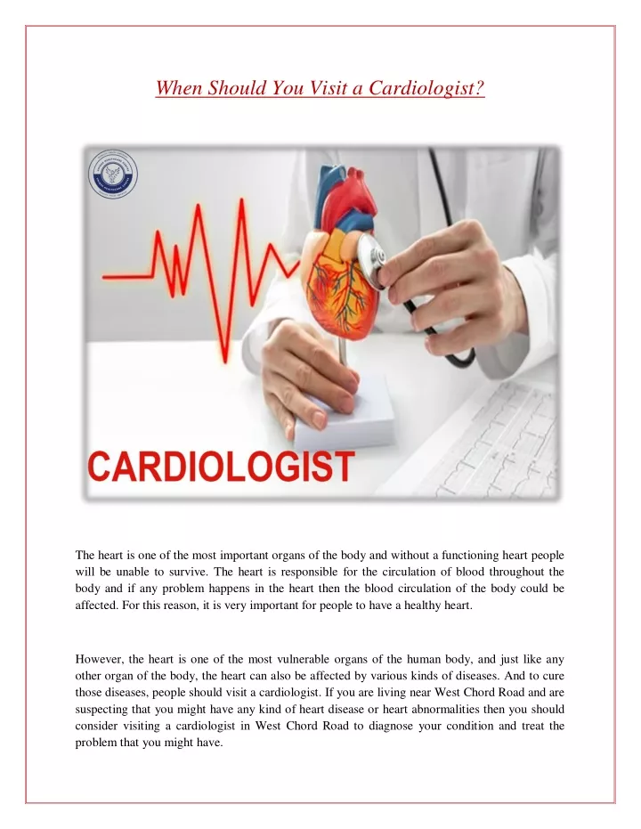 Ppt When Should You Visit A Cardiologist Powerpoint Presentation