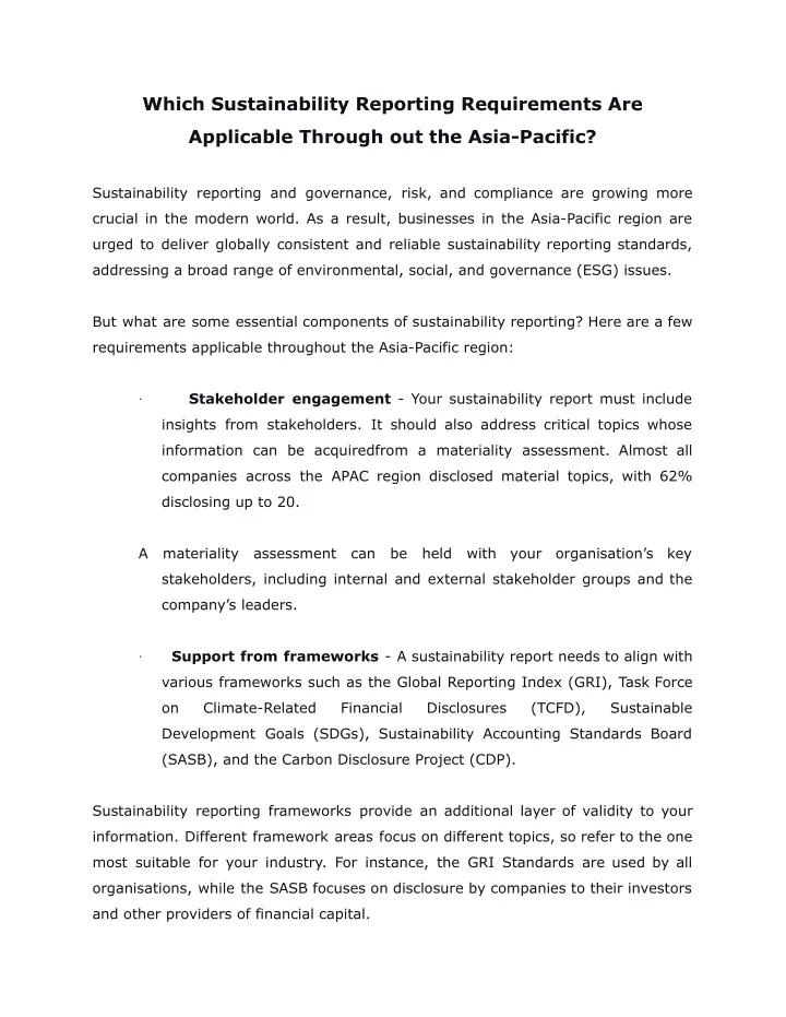 PPT - Which Sustainability Reporting Requirements Are Applicable ...