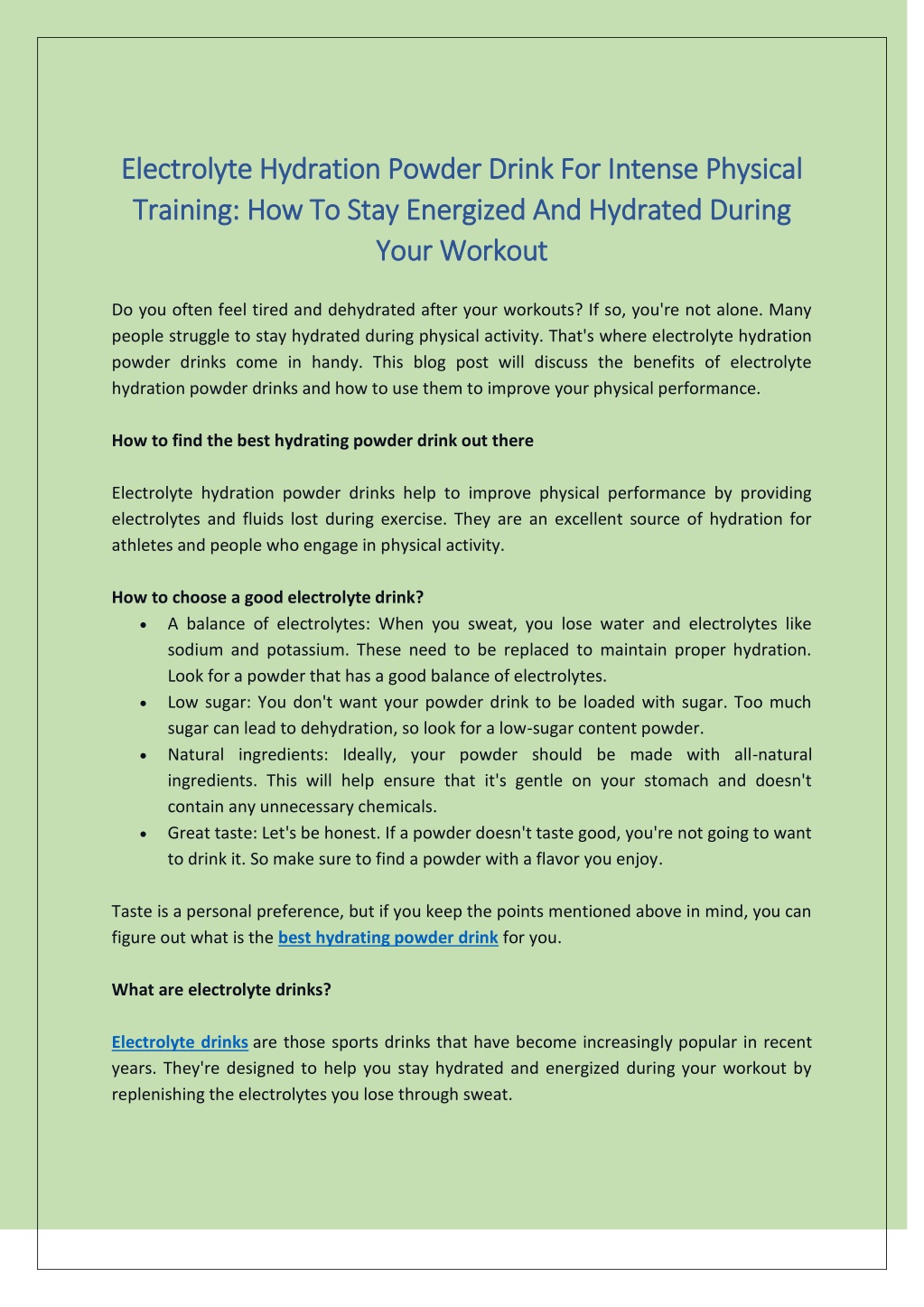 PPT - Electrolyte Hydration Powder Drink For Intense Physical Training ...