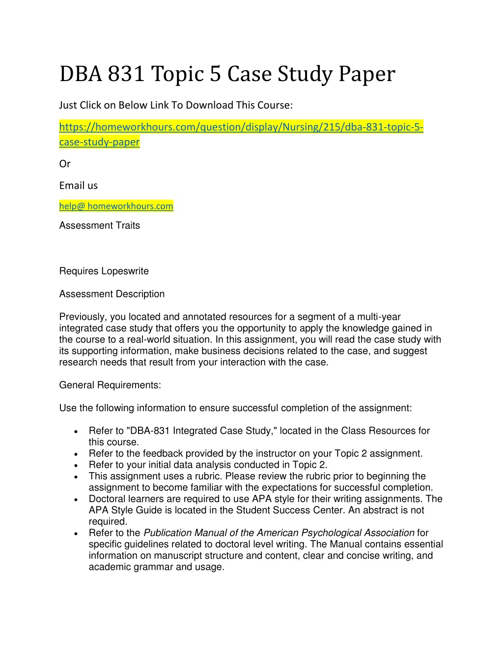 PPT - DBA 831 Topic 5 Case Study Paper PowerPoint Presentation, free ...