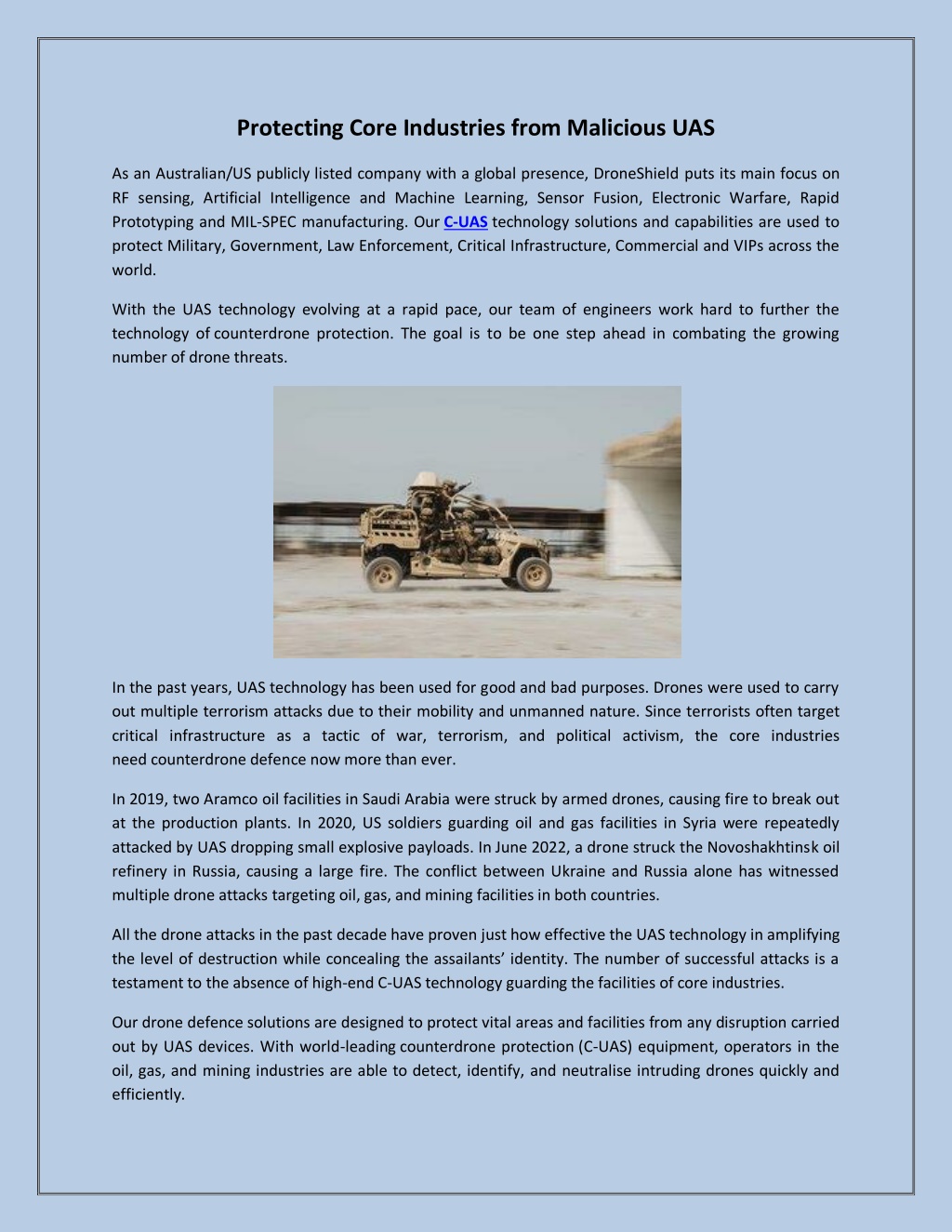 PPT - Protecting Core Industries from Malicious UAS PowerPoint ...