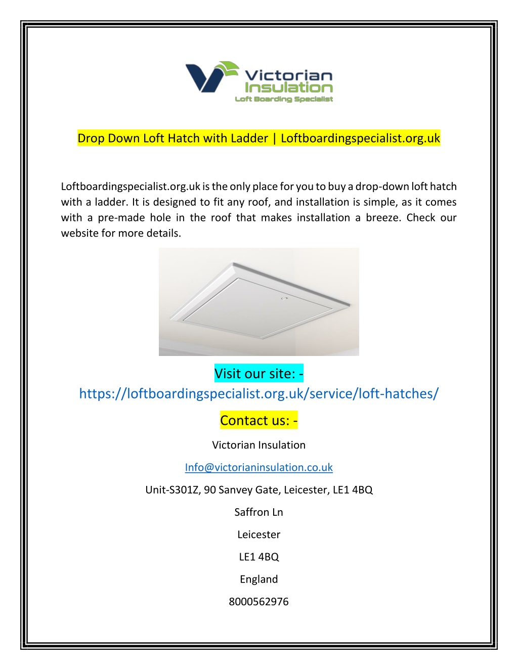PPT - Drop Down Loft Hatch With Ladder Loftboardingspecialistorguk ...
