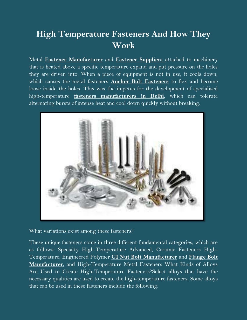 PPT - High Temperature Fasteners And How They Work PowerPoint ...