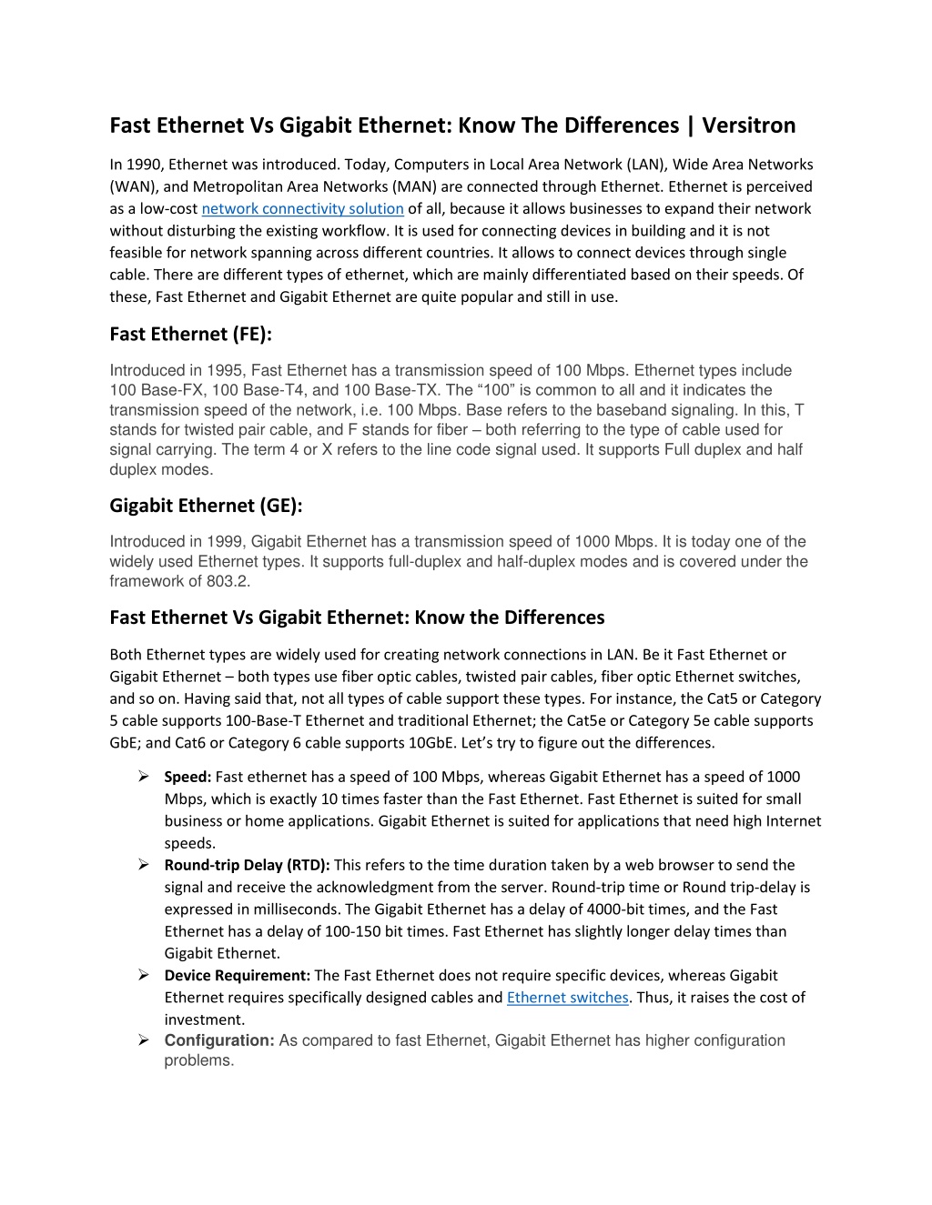 PPT - Fast Ethernet Vs Gigabit Ethernet Know the Differences PowerPoint Presentation - ID:11531330