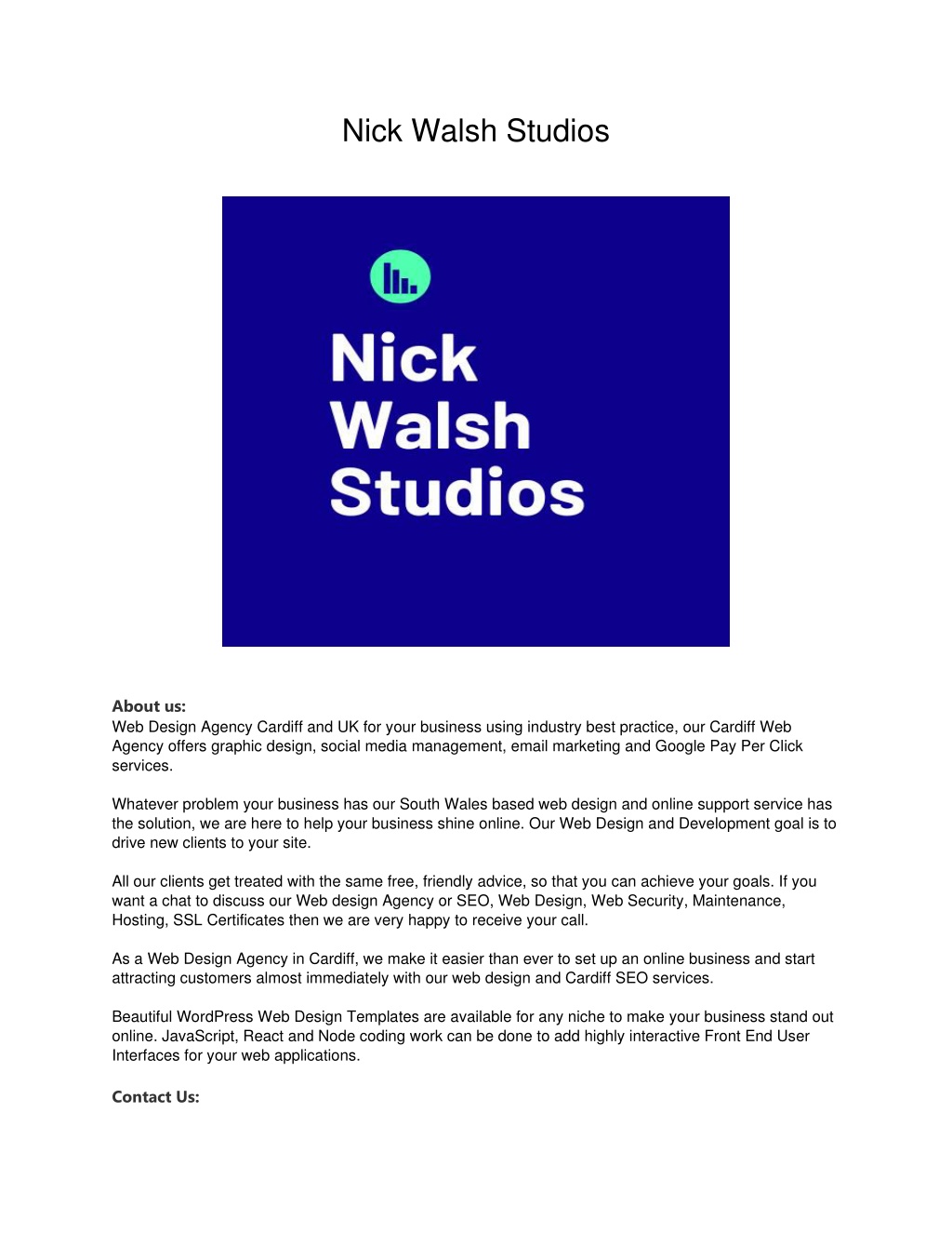 PPT - Nick Walsh Studios Document PowerPoint Presentation, free ...