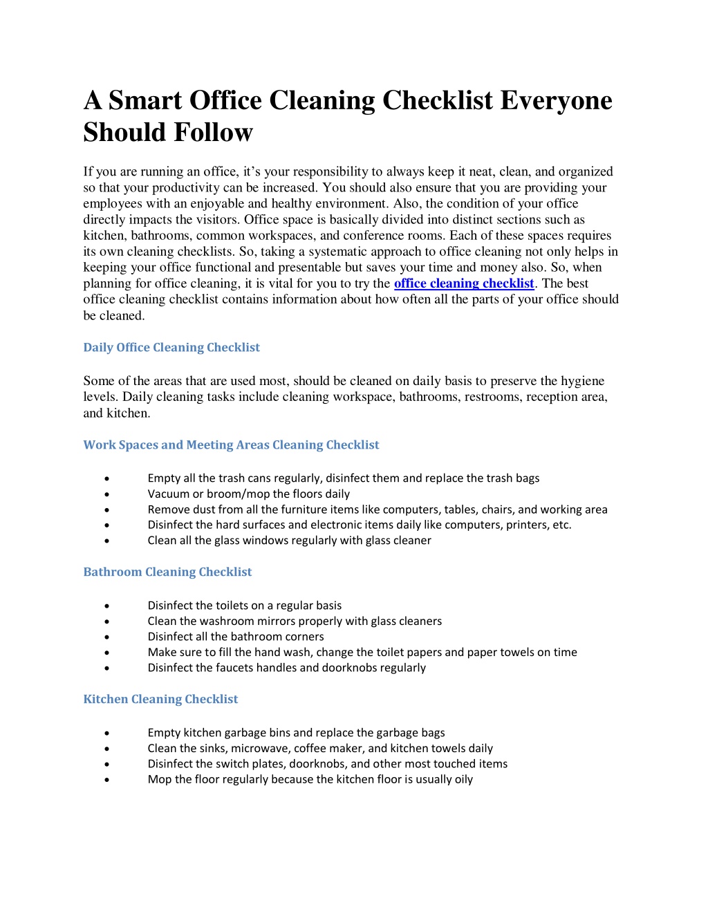 PPT - A Smart Office Cleaning Checklist Everyone Should Follow ...
