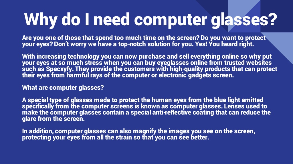 PPT - Why do I need computer glasses_ _ Specxyfy PowerPoint ...