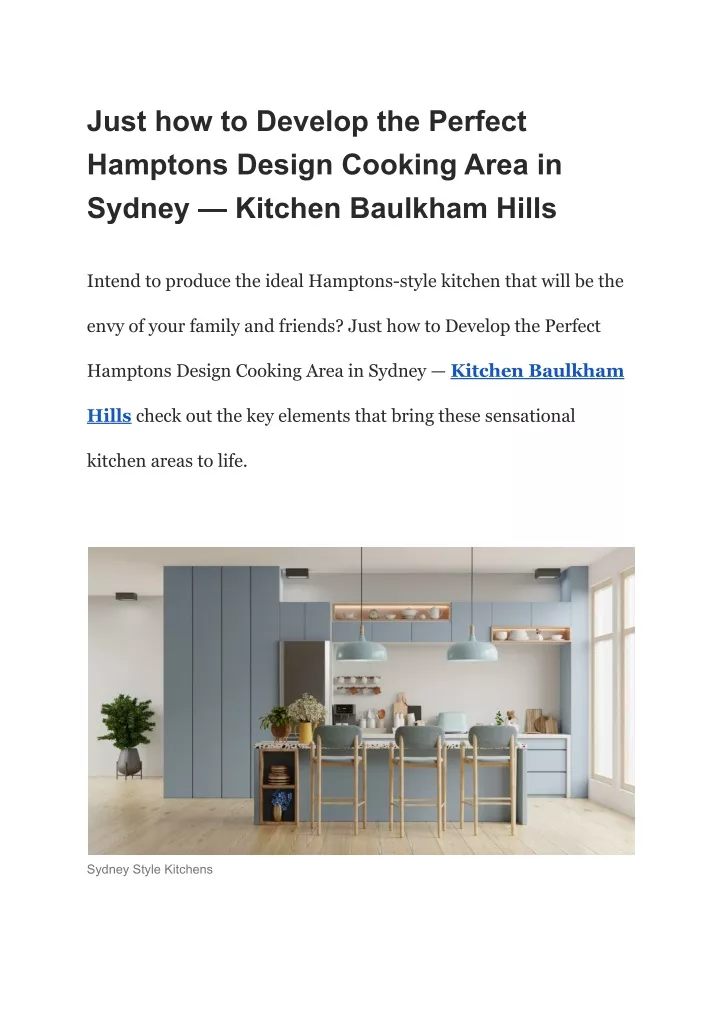 PPT - Just how to Develop the Perfect Hamptons Design Cooking Area in ...