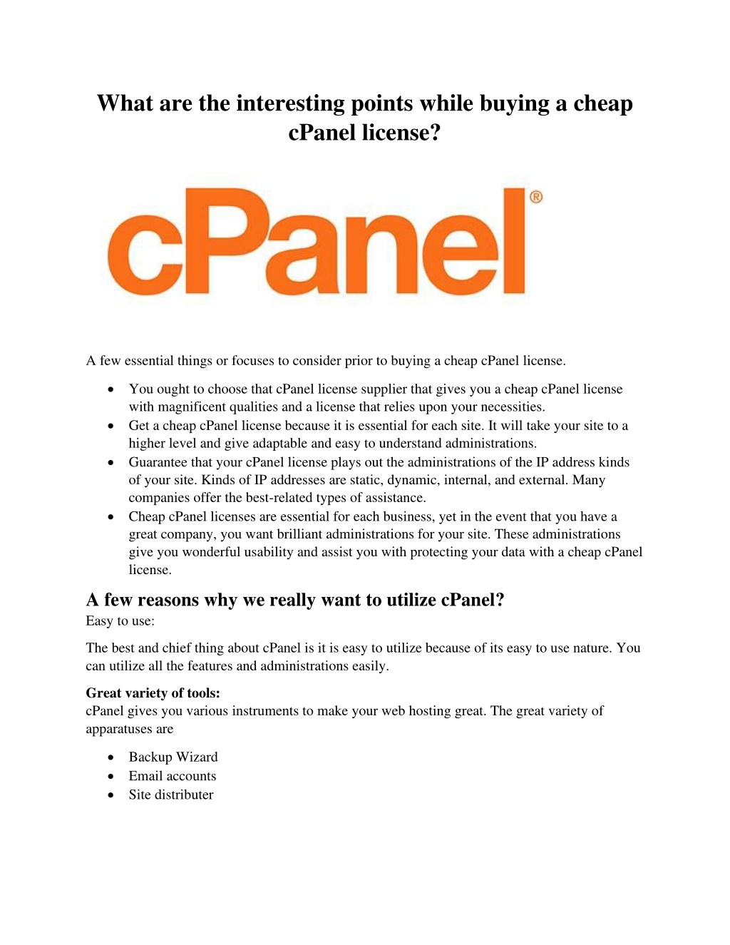 PPT - What are the interesting points while buying a cheap cPanel ...