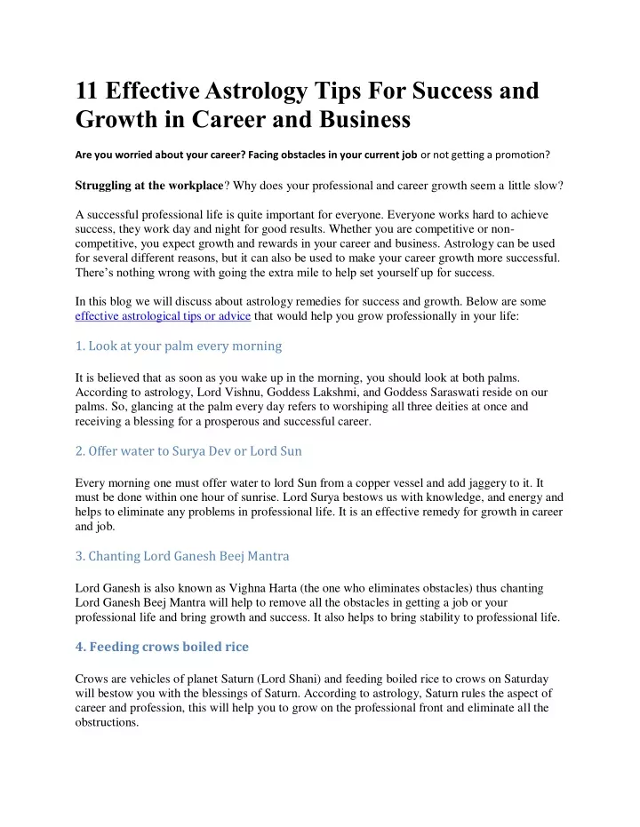 PPT - 11 Effective Astrology Tips For Success and Growth in Career and ...