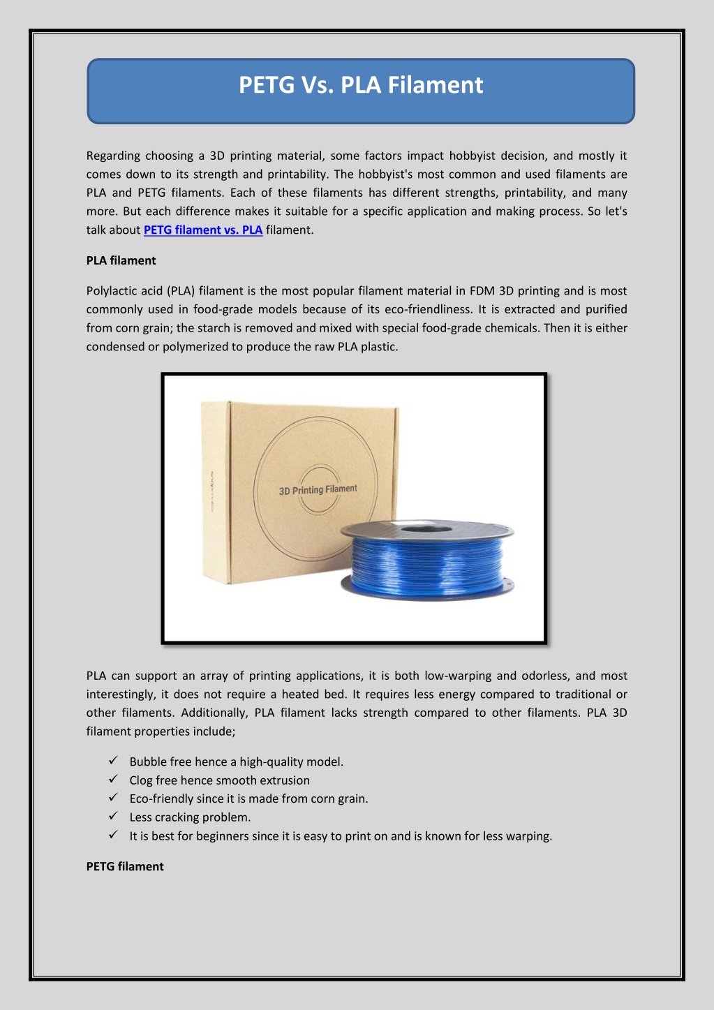 PPT - PETG Vs. PLA Filament PowerPoint Presentation, free download - ID ...