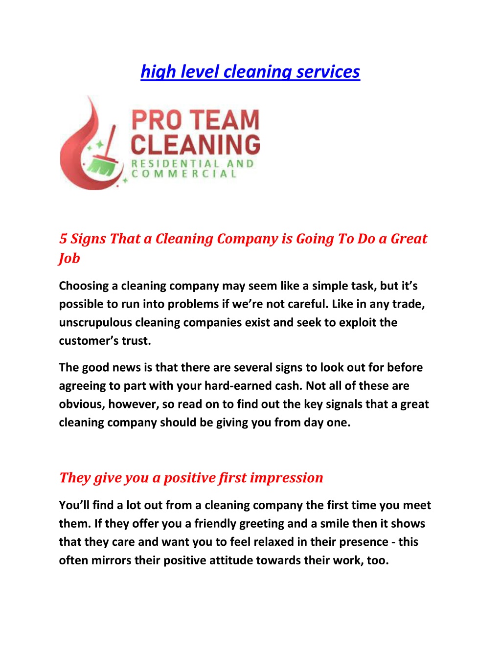 PPT - high level cleaning services PowerPoint Presentation, free ...